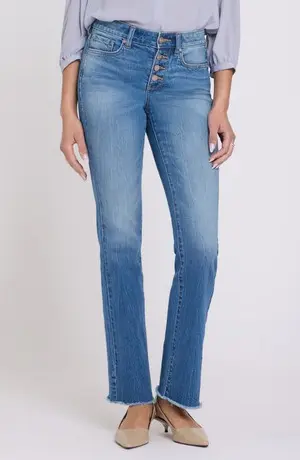 NYDJ Barbara Frayed Hem Bootcut Jeans - Pacifica