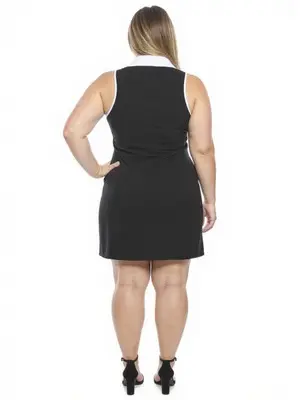 24SEVEN COMFORT APPAREL Sleeveless Collared A-line Mini Dress