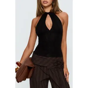 Princess Polly Keyhole Halter Top - Black