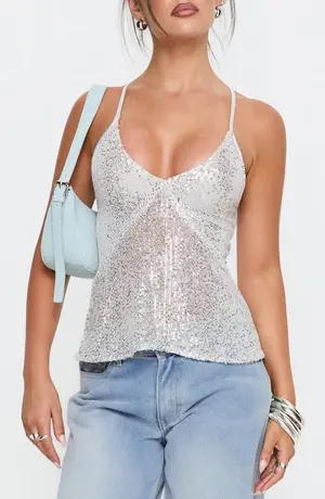 Princess Polly Opaline Sequin Camisole - Silver