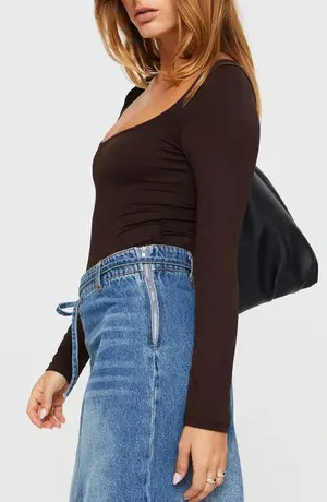 Princess Polly Ellery Wide Scoop Neck Long Sleeve Bodysuit