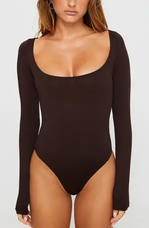 Princess Polly Ellery Wide Scoop Neck Long Sleeve Bodysuit
