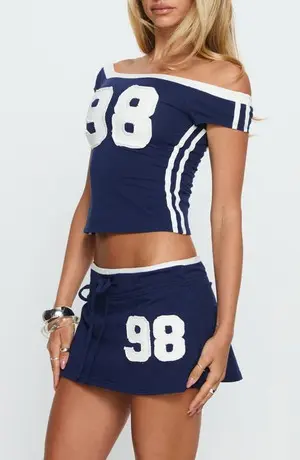 Princess Polly Off-the-shoulder Top - Navy
