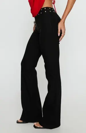 Princess Polly Yevina Grommet Waist Flare Pants