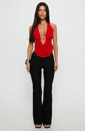 Princess Polly Yevina Grommet Waist Flare Pants