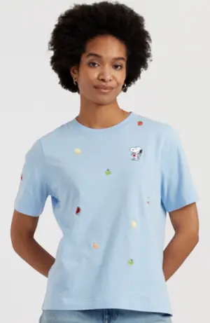 Chinti & Parker Cotton Snoopy Fruit T-shirt - Light Blue