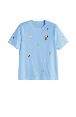 Chinti & Parker Cotton Snoopy Fruit T-shirt - Light Blue