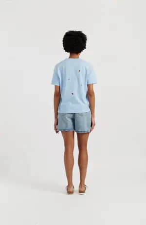 Chinti & Parker Cotton Snoopy Fruit T-shirt - Light Blue