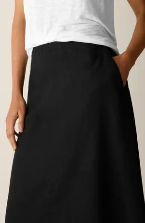 Eileen Fisher A-line Organic Linen Midi Skirt