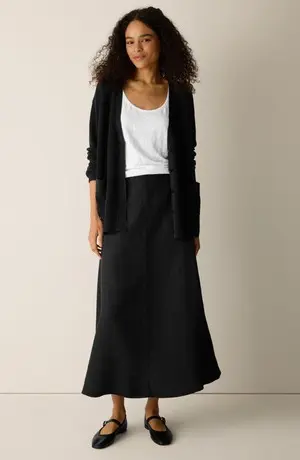 Eileen Fisher A-line Organic Linen Midi Skirt