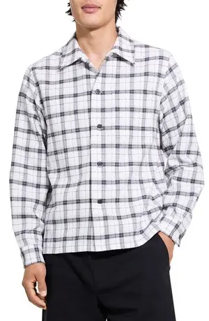 Theory Button-up In Checked Cotton Shirt