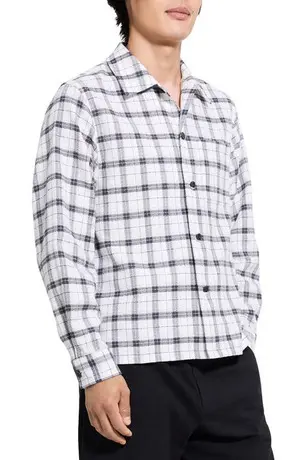 Theory Button-up In Checked Cotton Shirt