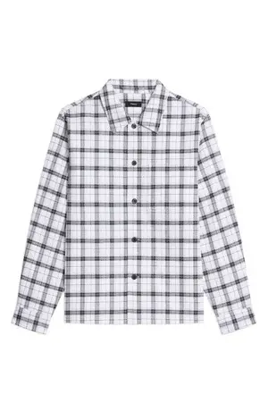 Theory Button-up In Checked Cotton Shirt