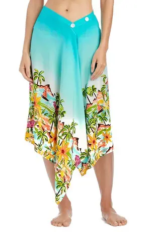 BLEU BY ROD BEATTIE Tropical Print Button Pareo