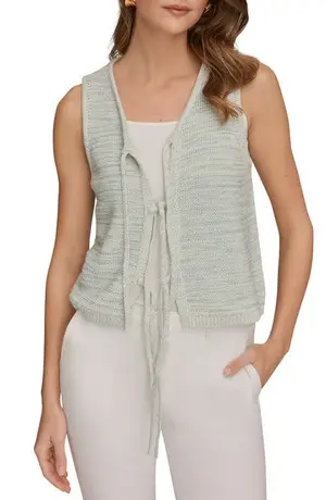 Donna Karan New York Sleeveless Space Dye Cotton Blend Vest