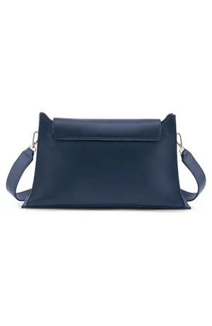 BEHNO Winnie Pebble Leather Shoulder Bag - Navy