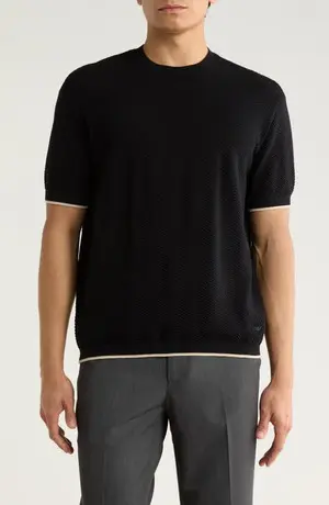 Emporio Armani Tipped Chevron Knit T-shirt - Navy