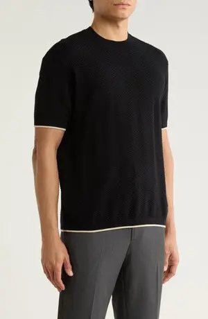 Emporio Armani Tipped Chevron Knit T-shirt - Navy