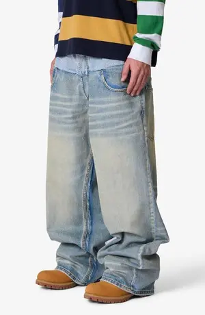 Mnml Mega Baggy Layered Denim Jeans
