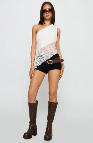 Princess Polly Ruffle Lace Micro Shorts