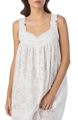 Eileen West Floral Sleeveless Cotton Blend Chemise