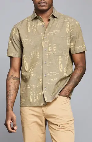 Billy Reid Surf Ladies Mélange Short Sleeve Button-up Shirt