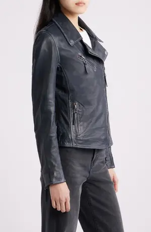 Mauritius Betsy Leather Jacket - Navy