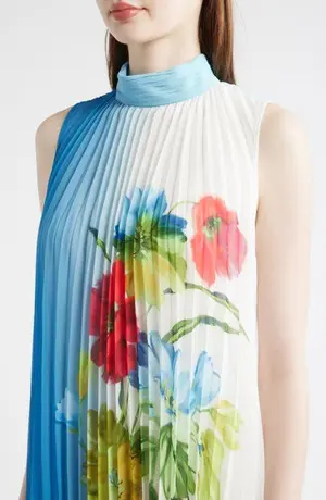 Elie Tahari The Reilley Pleated Maxi Dress