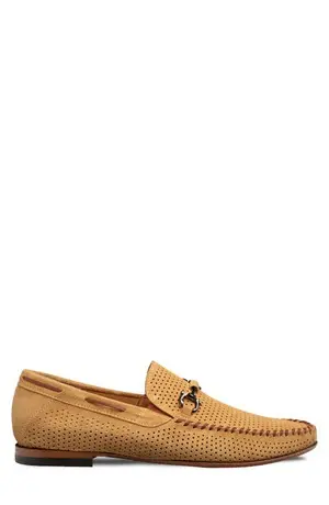 Mezlan Tarraco Perforated Suede Loafer - Camel