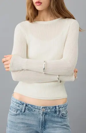 Mango Ribbed Semisheer Sweater - Off White