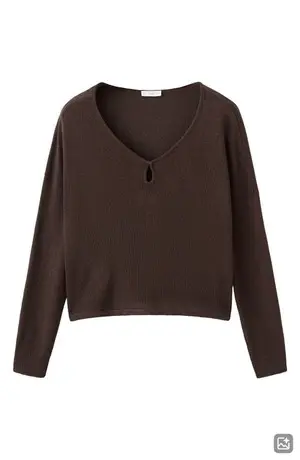 Mango Semisheer V-neck Crop Sweater