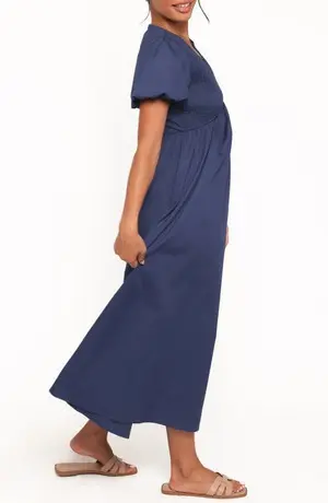 PETAL & PUP Puff Sleeve Cotton Maxi Dress