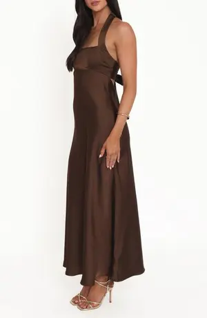 PETAL & PUP Nakita Satin Halter Maxi Dress