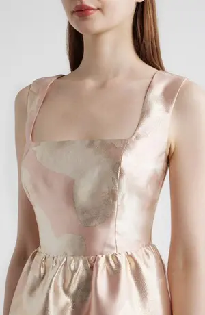 Anne Klein Metallic Floral Print Midi Dress