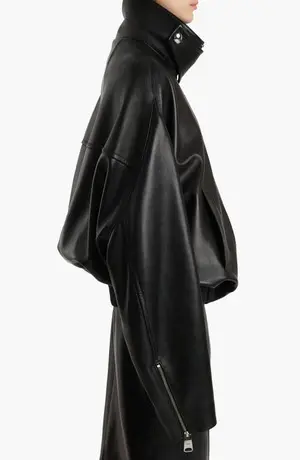 Khaite Hamett Leather Bomber Jacket - Black