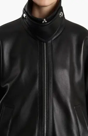 Khaite Hamett Leather Bomber Jacket - Black