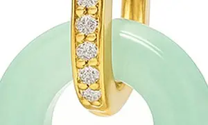 LA MENO Jade Disc Hoop Earrings - Gold