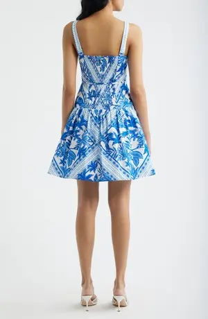 Julia Jordan Mixed Print Cotton Minidress - Blue Multi
