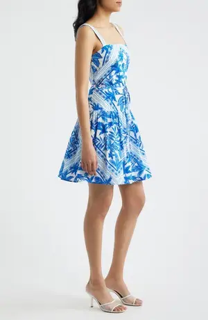 Julia Jordan Mixed Print Cotton Minidress - Blue Multi