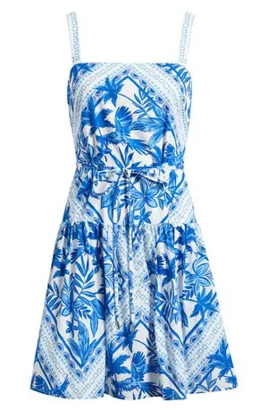 Julia Jordan Mixed Print Cotton Minidress - Blue Multi
