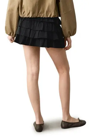 Mango Ruffled Stretch Cotton Miniskirt