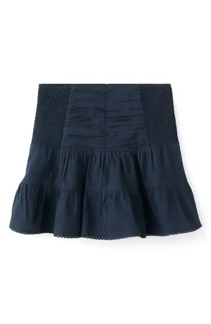 Mango Ruched Ruffle Miniskirt - Navy