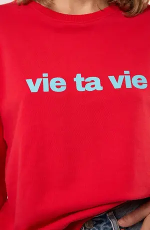 VIENS AVEC MOI Vie Ta Vie Cotton Graphic Sweatshirt
