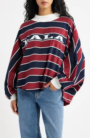DRESSED IN LALA Oversized Striped Logo Sweatshirt