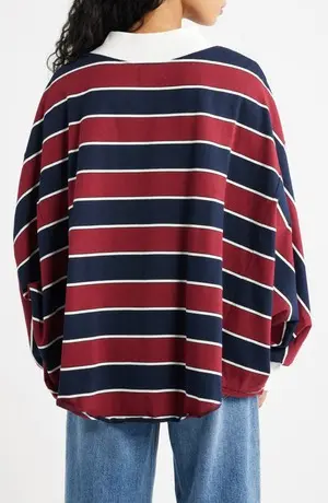 DRESSED IN LALA Oversized Striped Logo Sweatshirt
