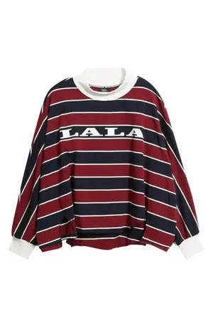 DRESSED IN LALA Oversized Striped Logo Sweatshirt