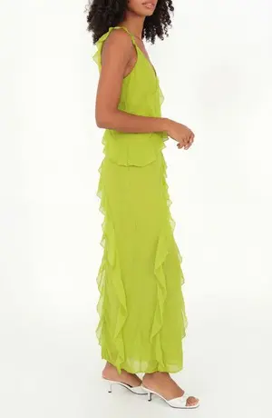 THE LULO PROJECT Cascade Ruffle Chiffon Maxi Dress
