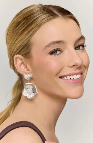 LA MENO Petal Blossom Statement Drop Earrings