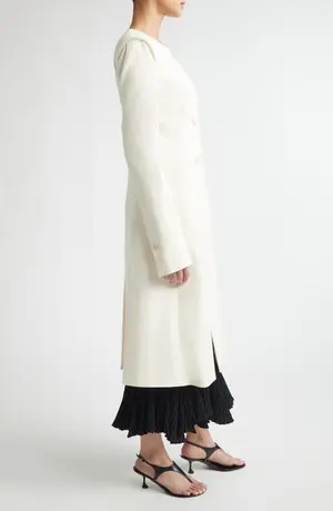 Proenza Schouler Double-breasted Satin-back Crepe Cutaway Coat - Ecru