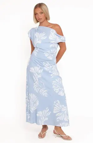 PETAL & PUP Apryl Floral One-shoulder Maxi Dress